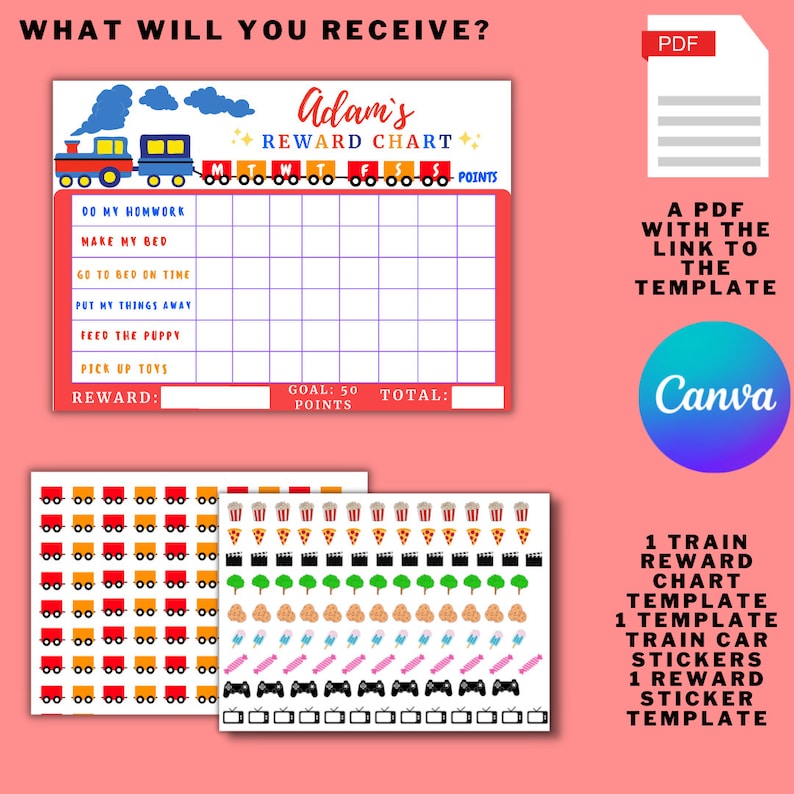 Train Rewards Chart, Canva Template, Award Chart, Planner Chart, Train ...