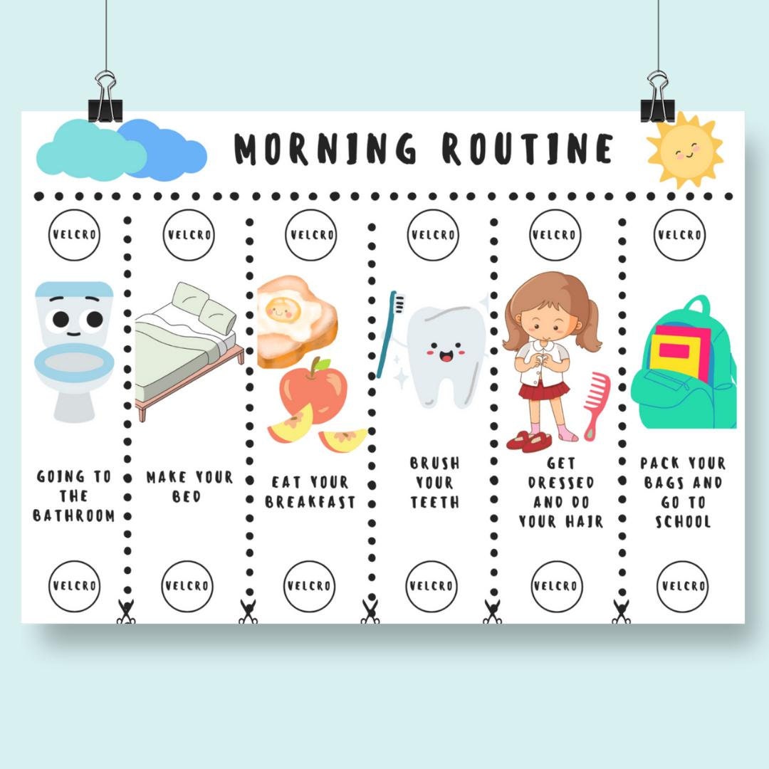 Girl Toddler Routine, Morning Routine Chart, Visual Schedule, Checklist ...