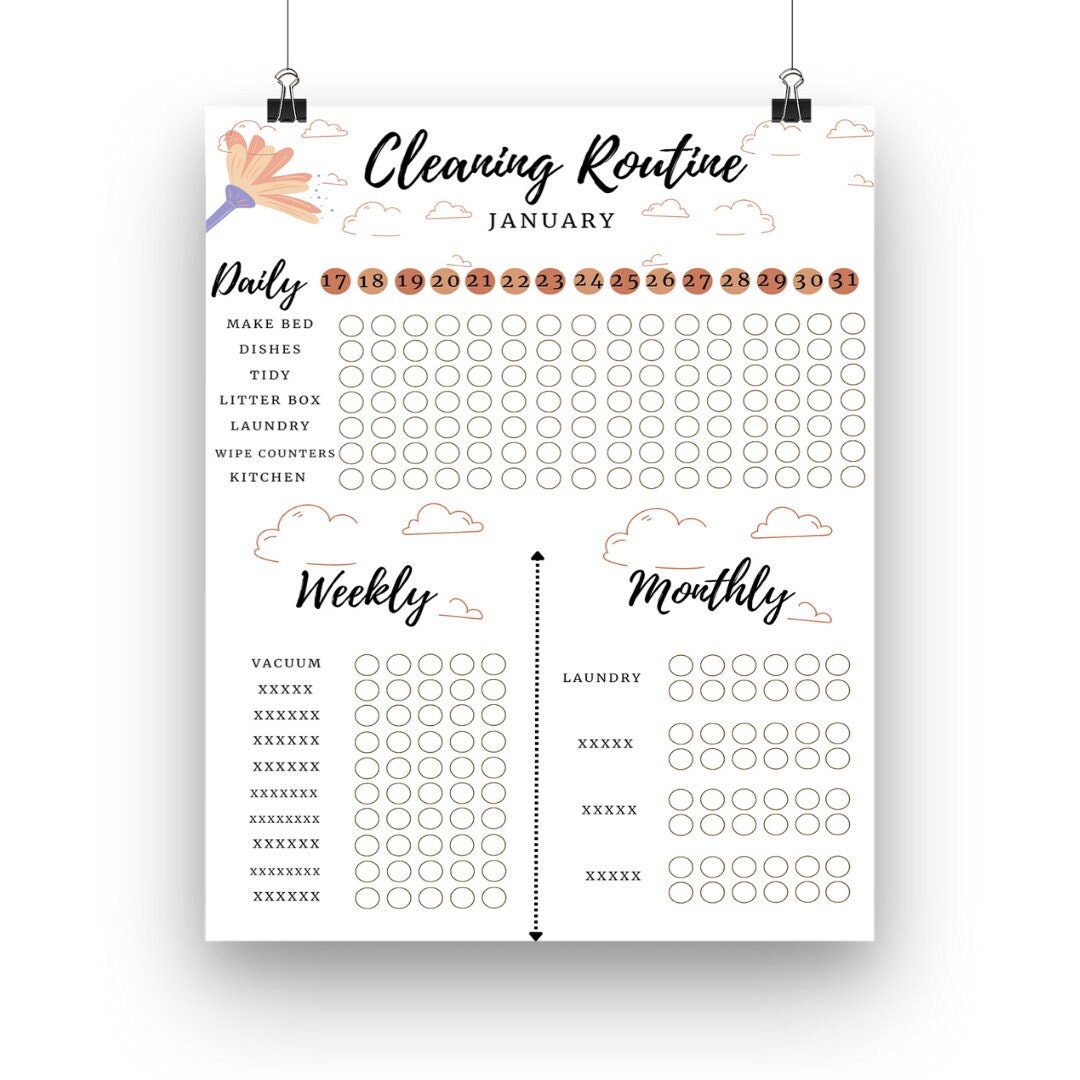 Canva Template for Cleaning Routine, Cleaning Chart, Logger, Controller ...