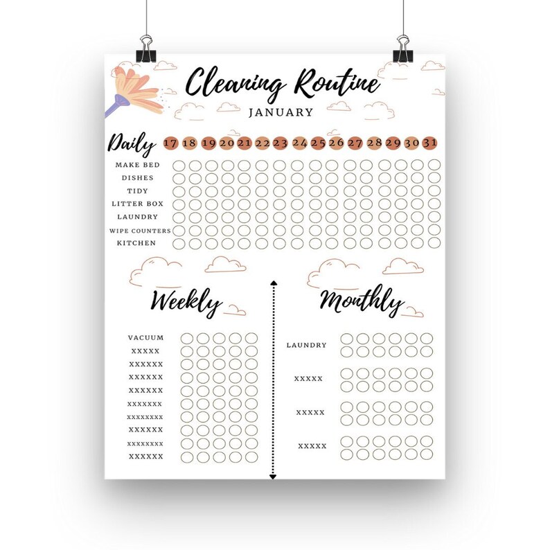 Canva Template for Cleaning Routine, Cleaning Chart, Logger, Controller ...