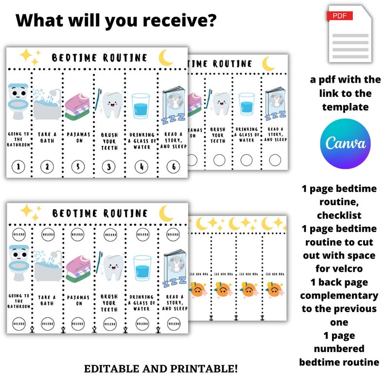 Toddler Routine, Bedtime Routine Chart, Visual Schedule, Checklist With ...