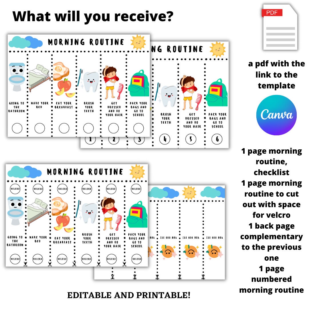 Boy Toddler Routine, Morning Routine Chart, Visual Schedule, Checklist ...