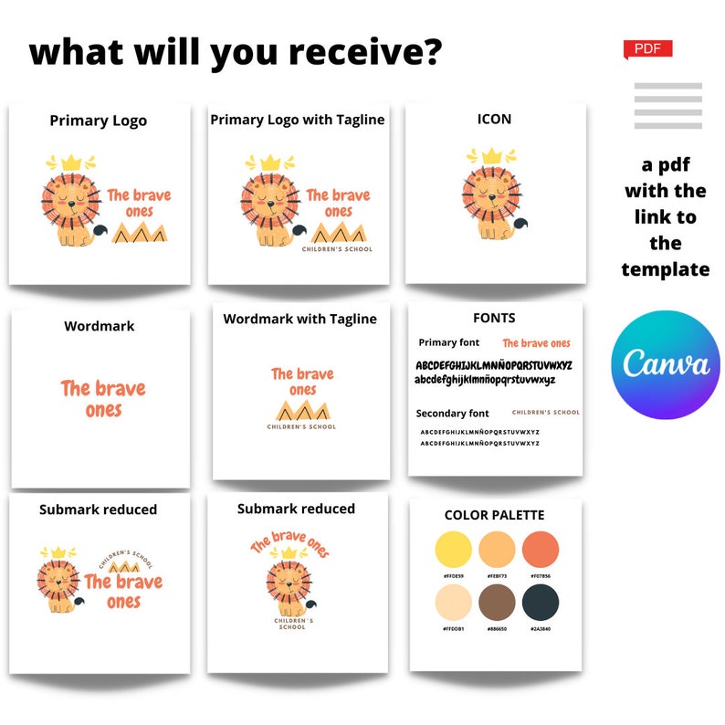 Editable Logo Template Canva Printable Editable Colorful Logo Kids Logo ...