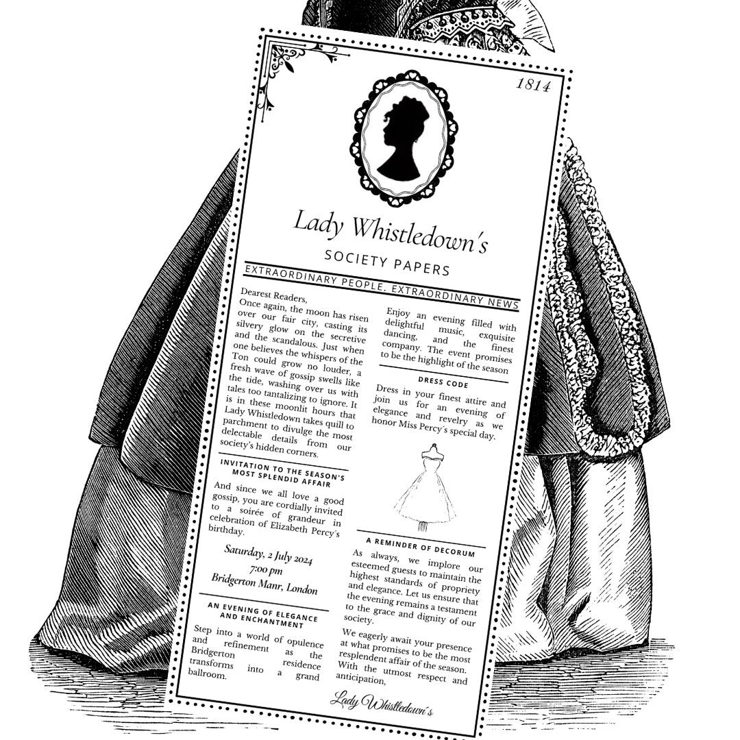 Lady Whistledown Birthday Invitation, Editable Canva Template Inspired ...