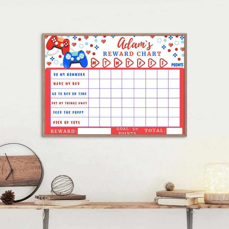 EDITABLE Video Game Reward Chart, Chore Chart, Behavior Chart, Boys ...