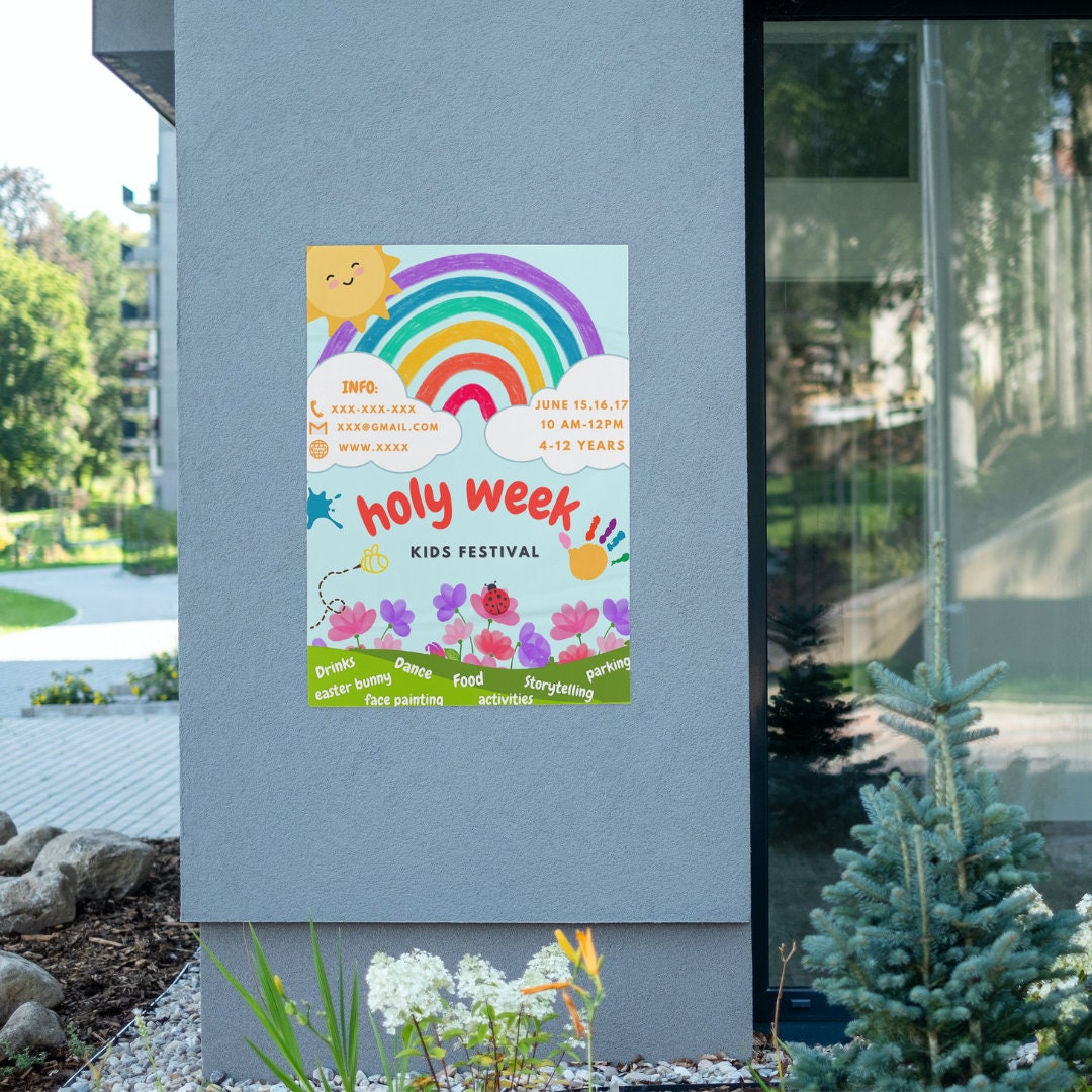 Holy Week Editable Kids Festival Flyer Template, Spring Camp, Holy Week ...