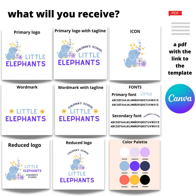 Editable Logo Template Canva Printable Editable Colorful Logo Kids Logo ...