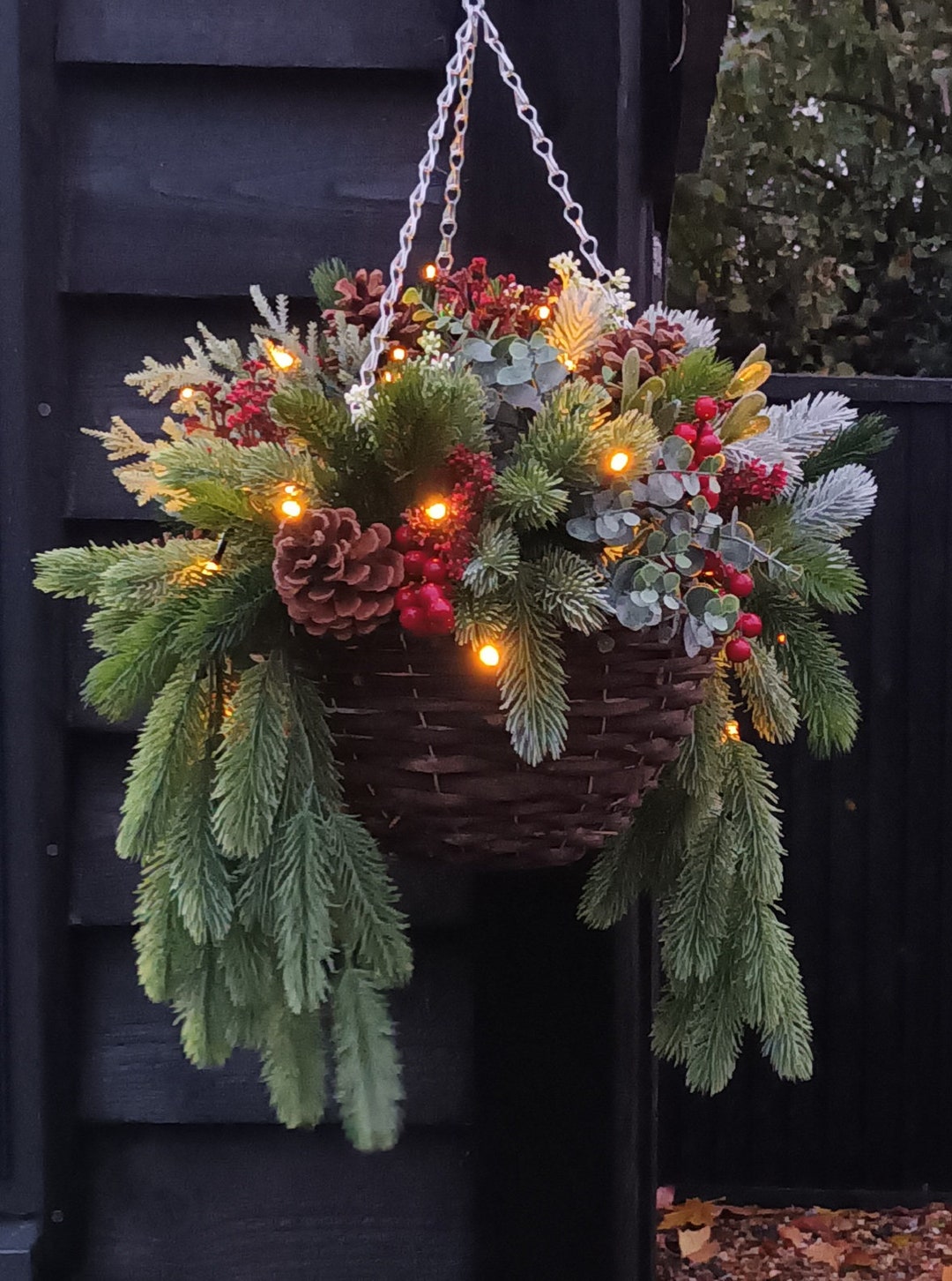 Christmas Hanging Basket (lights on Timer Battery Powered) Dispatch Available in August 2025 ...