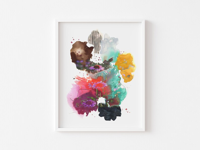 Printable Abstract Watercolor Painting, Printable Art, Mixmedia Art ...