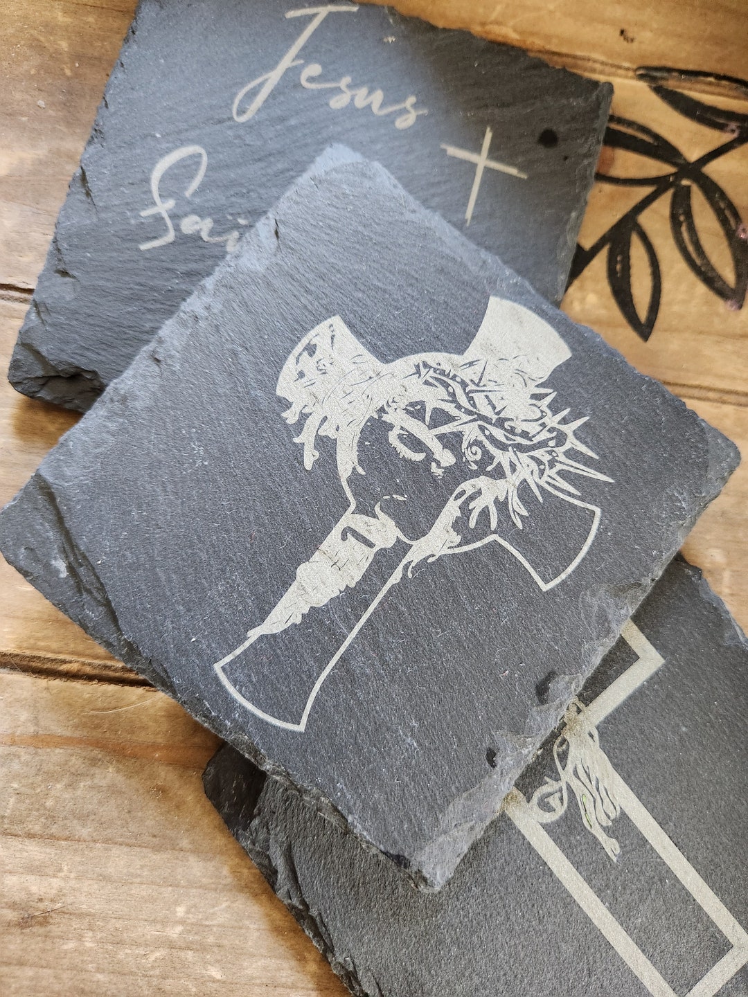 Custom Made Premium Christian Slate Coasters 4 Inch X 4 Inch Set of 8 ...