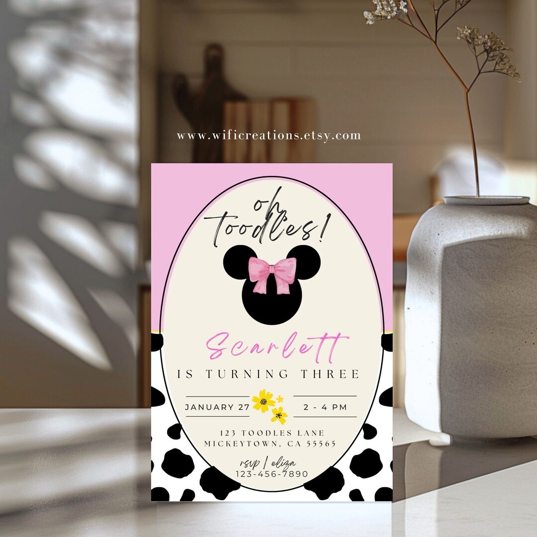 Minnie Mouse 3rd Birthday Invitation, Cowgirl Theme (digital Printable ...