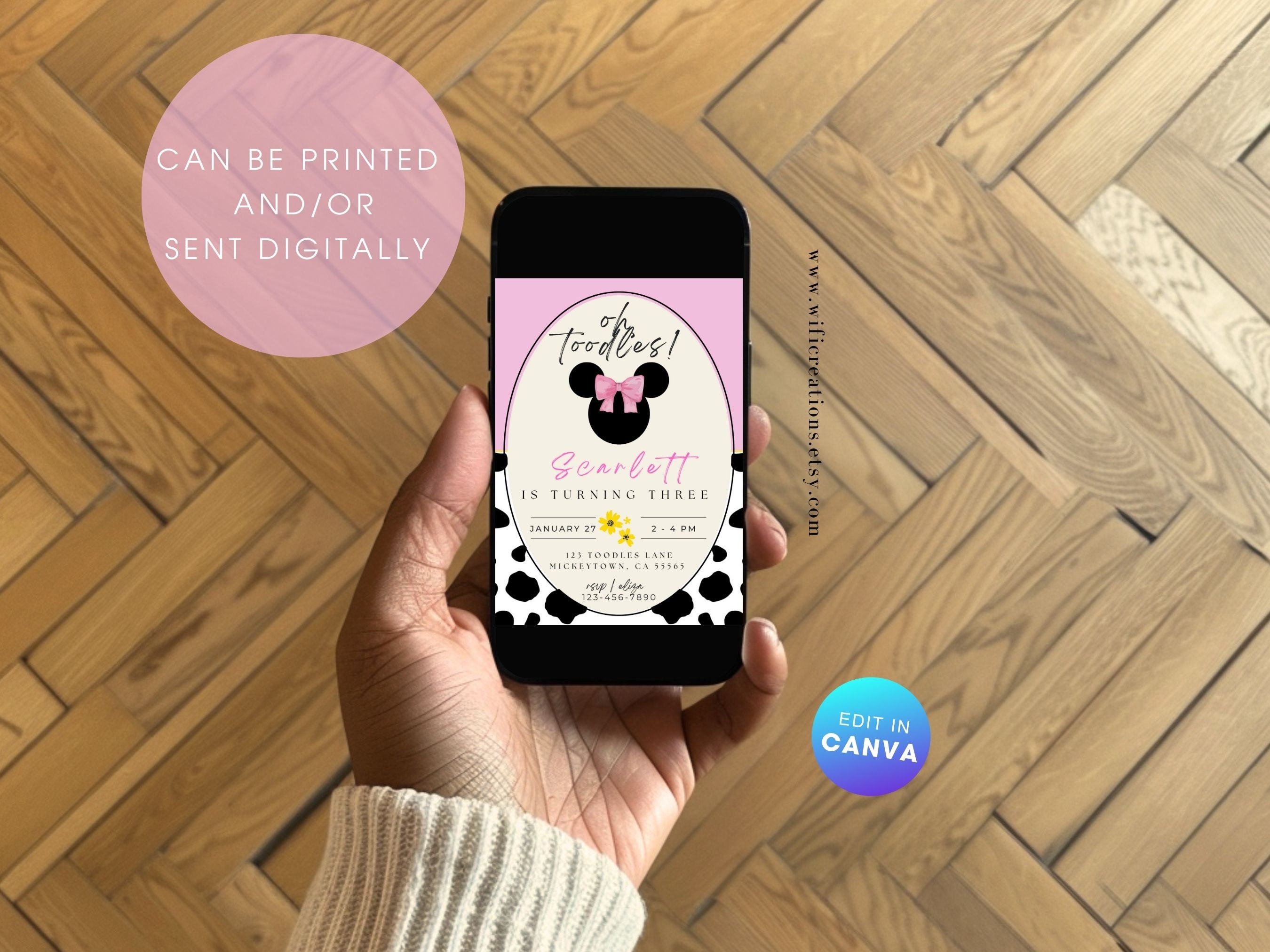 Minnie Mouse 3rd Birthday Invitation, Cowgirl Theme (digital Printable ...