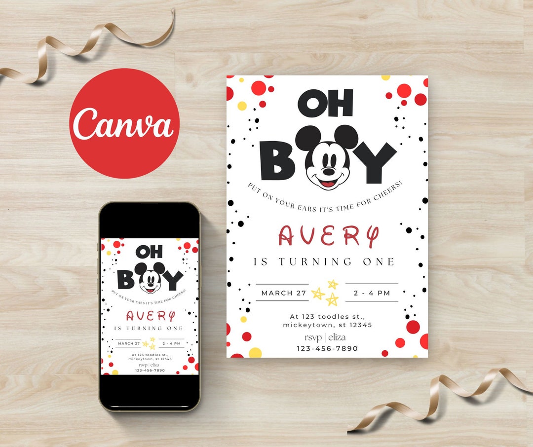 NEW Mickey Mouse Birthday Invitation Mickey Birthday - Etsy