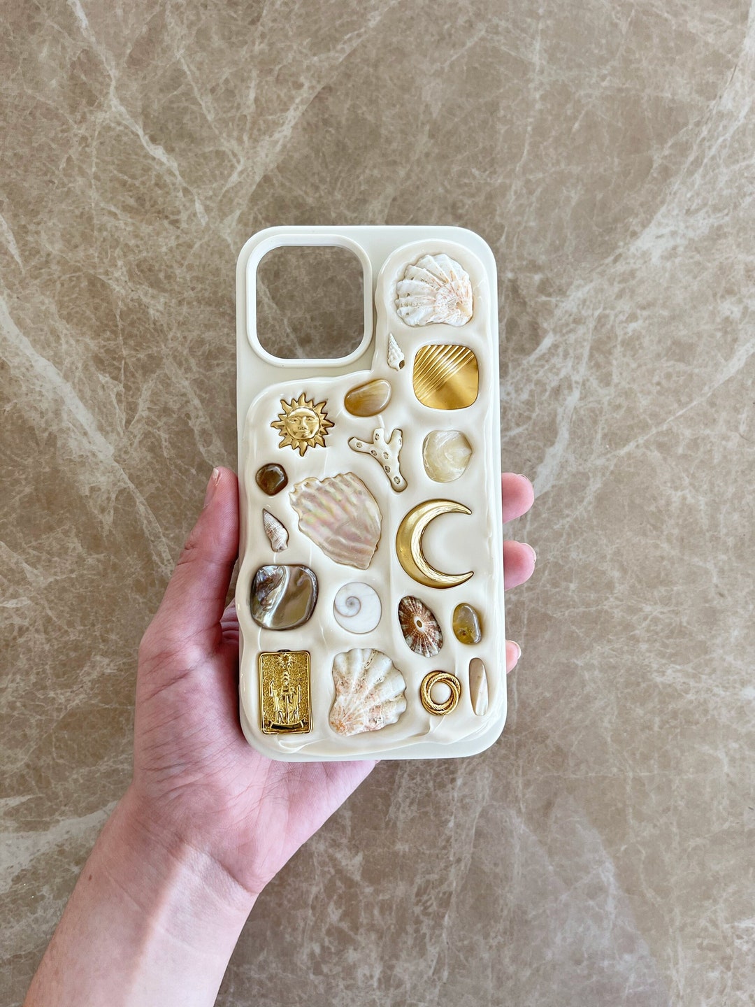 Celestial Shell Stone Mosaic Decoden Phone Case - Etsy