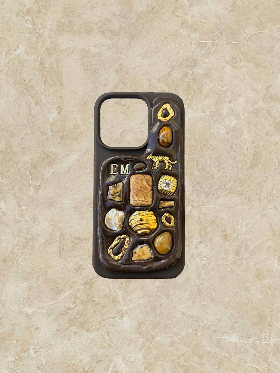 Leopard Shell Stone Mosaic Decoden Phone Case - Etsy