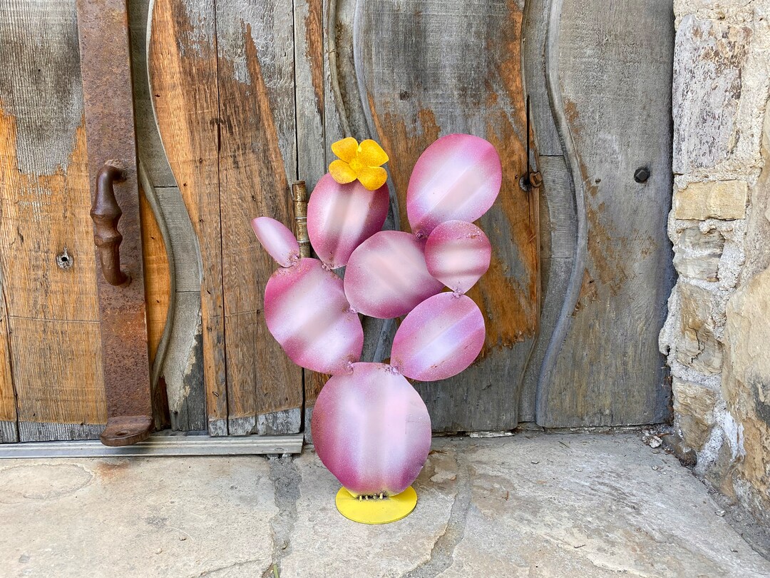 Prickly Pear With Yellow Flower Rustic Sculpture Garden Art - Etsy