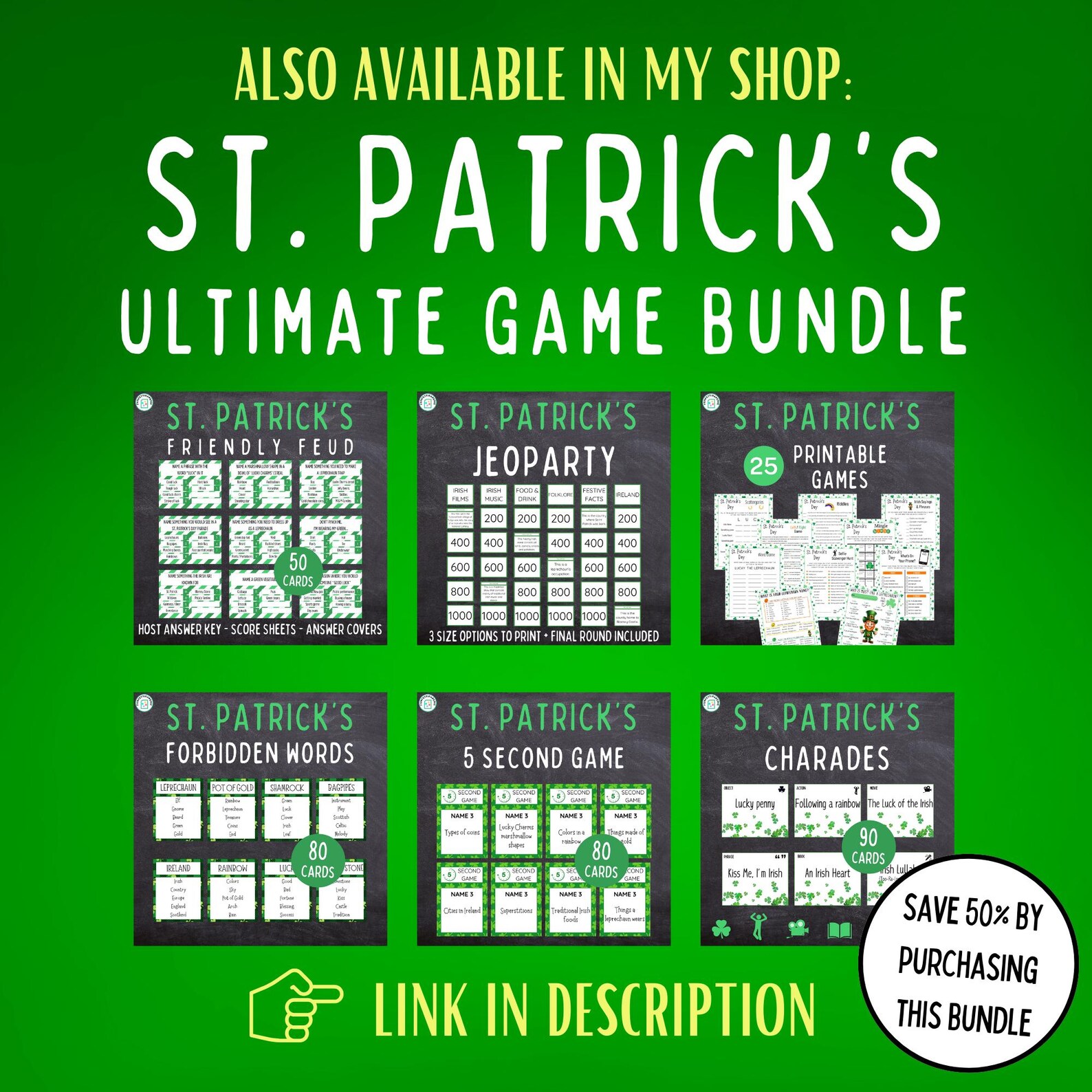 St Patrick's Day Friendly Feud & Jeopardy Game Bundle | Printable St ...