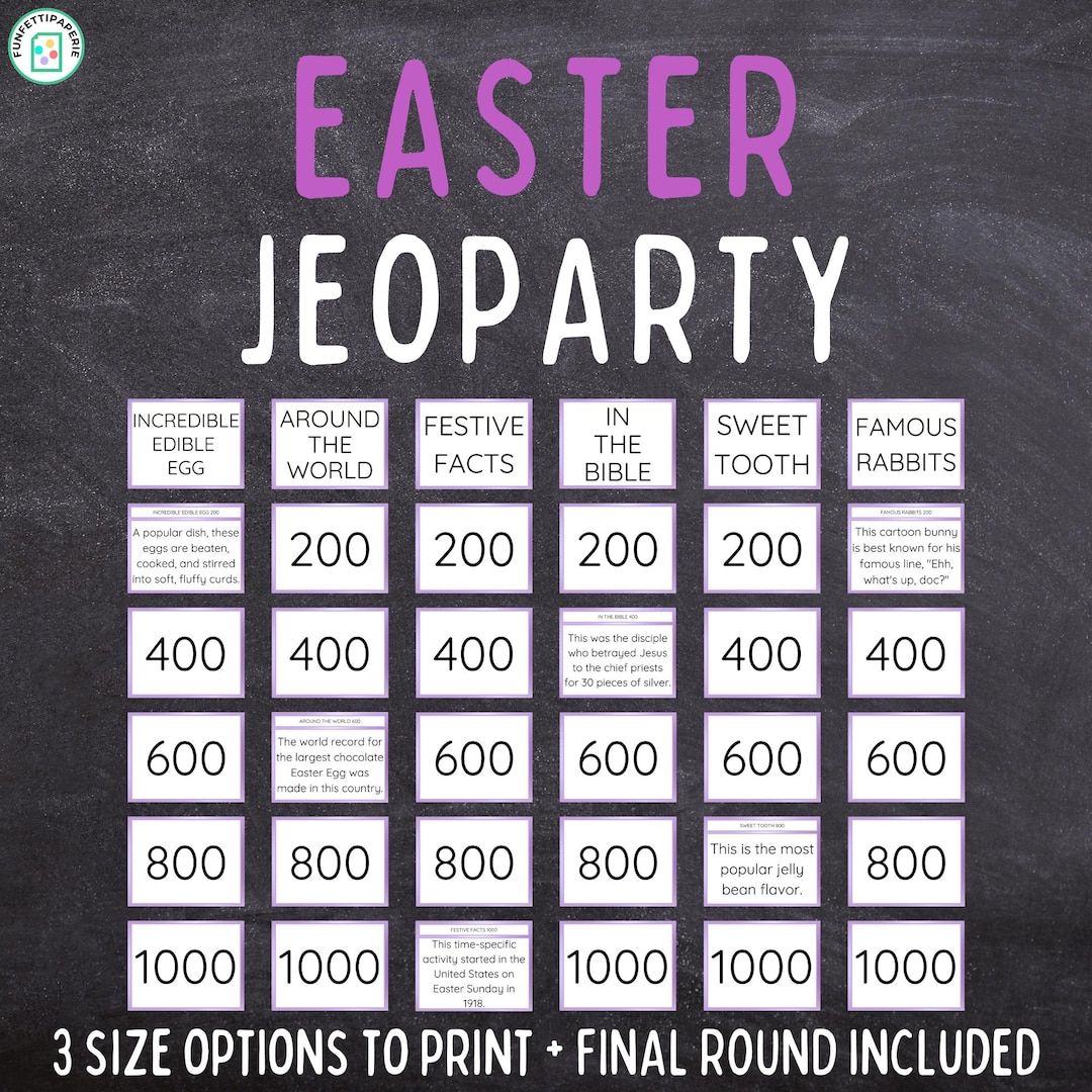 Easter Jeopardy | Printable Easter Game | Easter Activity for Kids ...