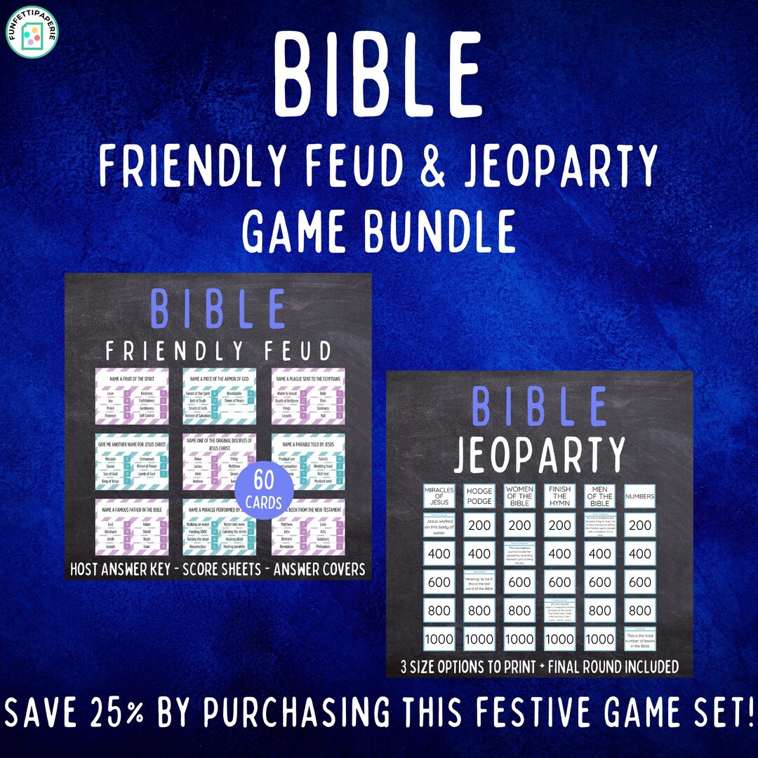 Bible Friendly Feud and Jeopardy Game Bundle | Trivia for Kids, Teens ...