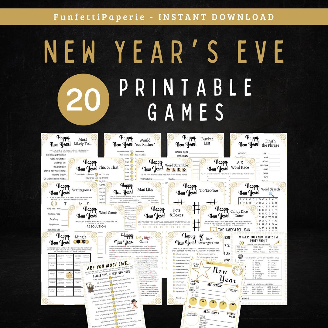 20 Printable New Year's Eve Games | Party Activities for Kids, Teens ...