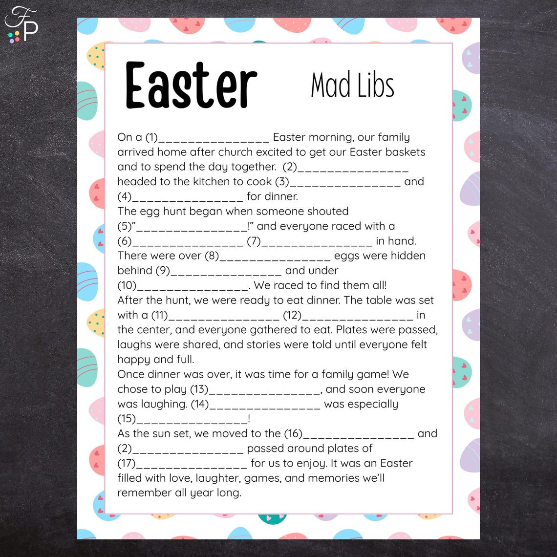 Easter Mad Libs Game | Printable Easter Party Game for Kids, Adults ...