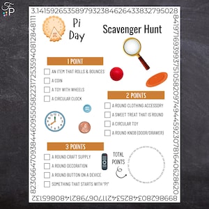 Pi Day Scavenger Hunt | Printable Pi Day Party Activity for Kids ...