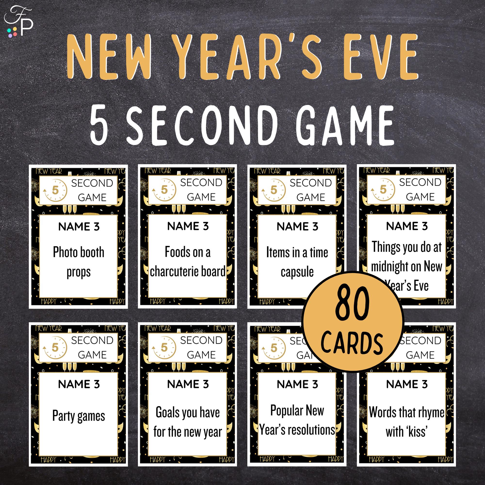New Year's Eve 5 Second Game | Fun Printable New Year’s Party Game for ...