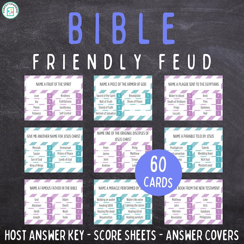 Bible Friendly Feud Game | Printable Bible Game for Kids, Adults ...