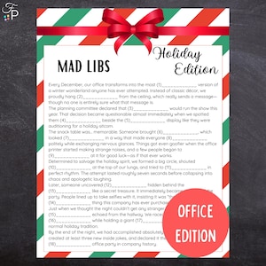 Holiday Mad Libs | Printable Office Christmas Party Activity | Holiday ...