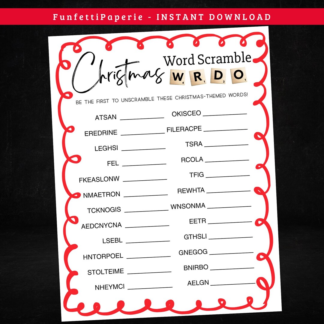 Christmas Word Scramble: Party Game for Kids and Family (printable PDF ...