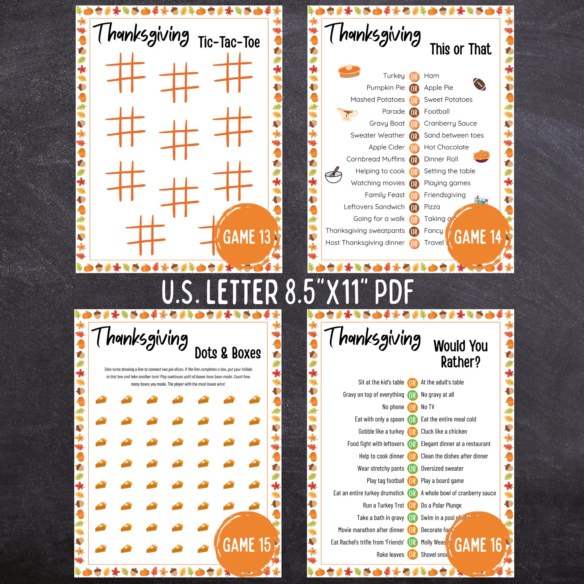 Thanksgiving Game Bundle - No Prep Party Games for Family ...
