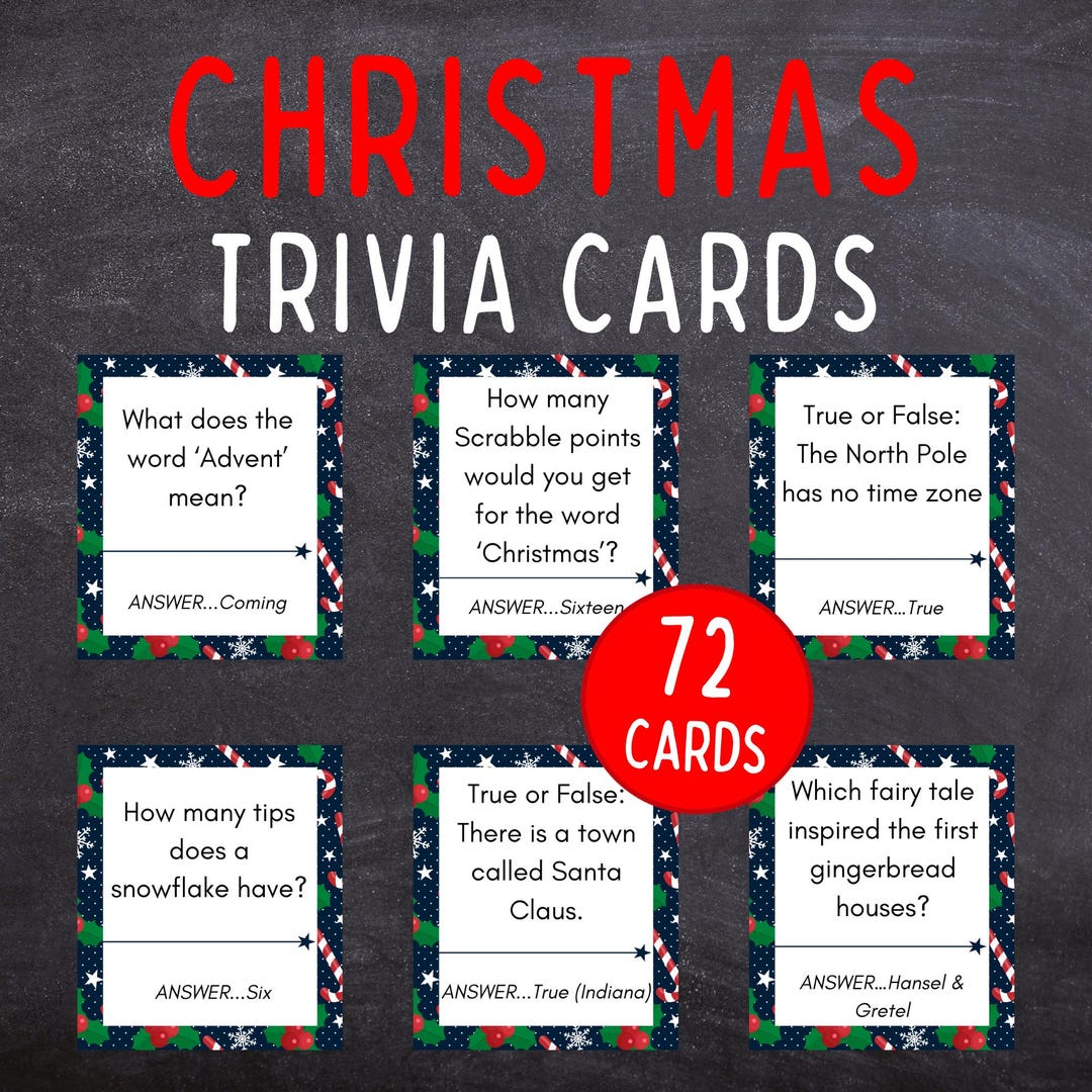 Christmas Trivia Cards | Printable Christmas Game | Christmas Game for ...
