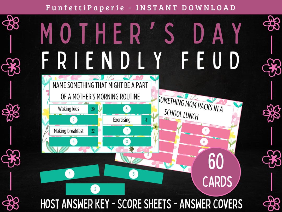Mothers Day Friendly Feud, Printable Mothers Day Game for Kids and ...