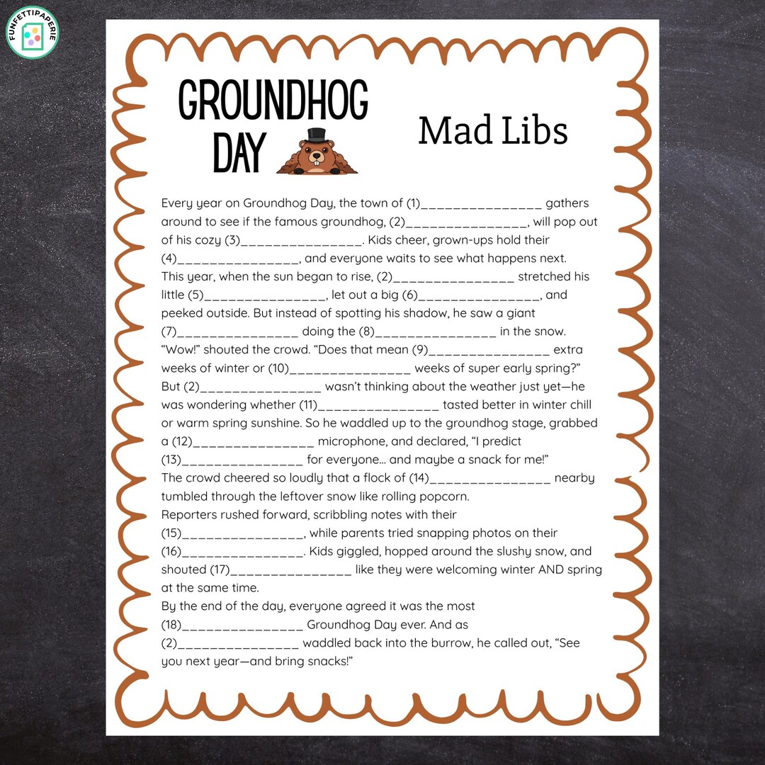 Groundhog Day Mad Libs | Printable Groundhog Day Activity for Kids ...