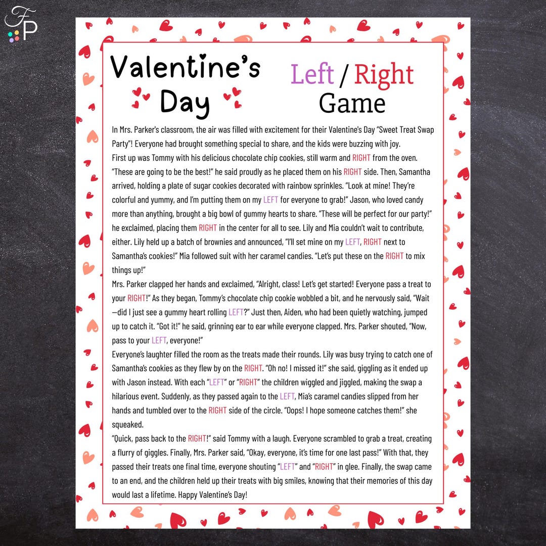 Valentine Left Right Game | Printable Party Game | Fun Activity for ...
