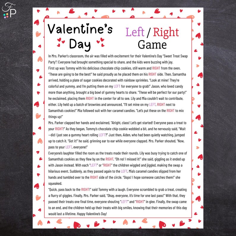Valentine Left Right Game | Printable Party Game | Fun Activity for ...