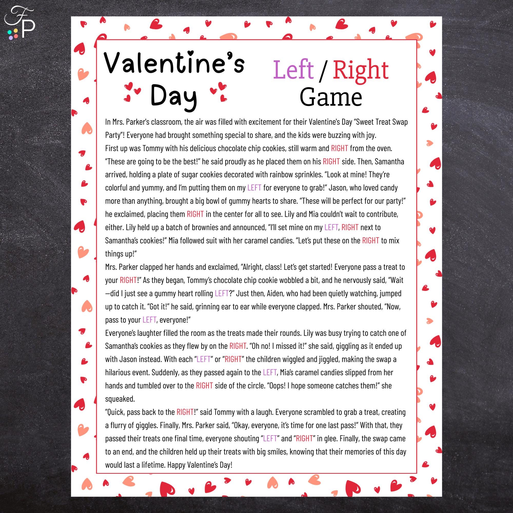 Valentine Left Right Game | Printable Party Game | Fun Activity for ...
