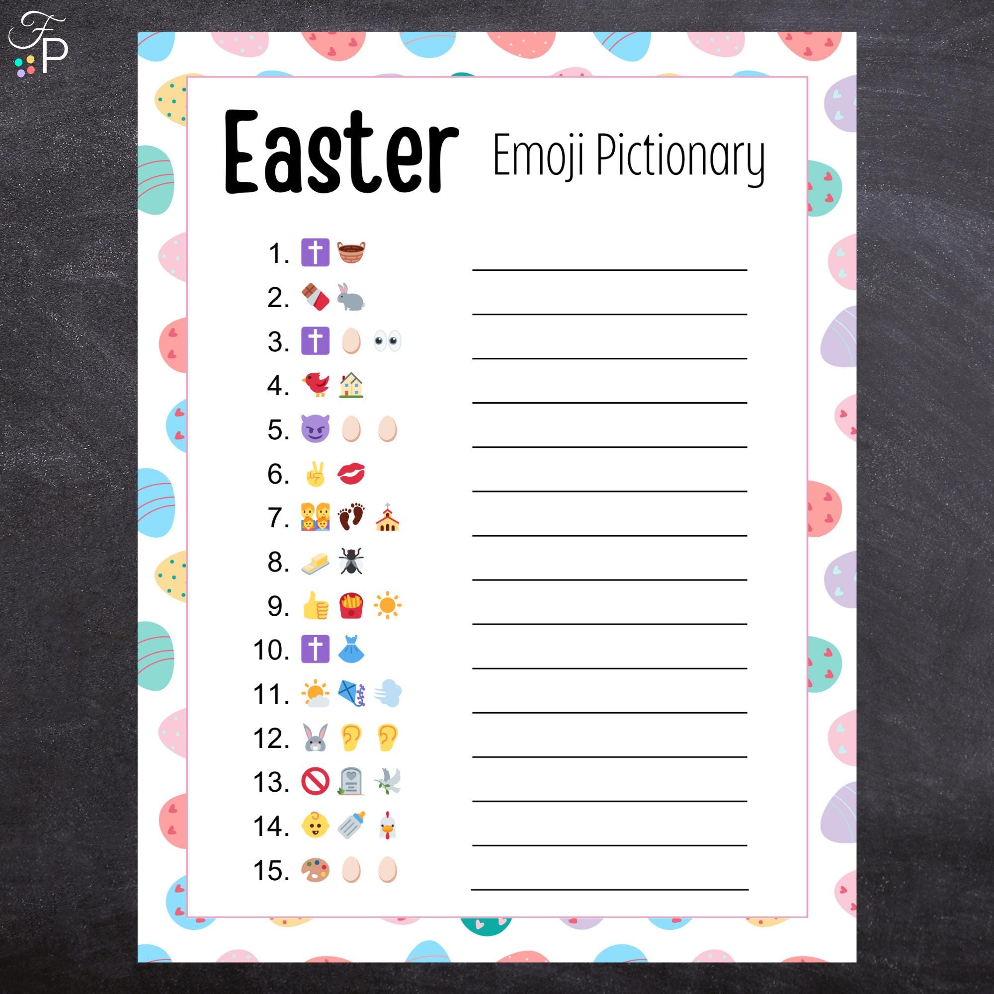 Easter Emoji Pictionary Game | Printable Easter Party Game for Kids ...