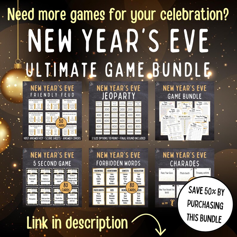 New Year's Eve Emoji Pictionary | Printable New Year Party Game for ...