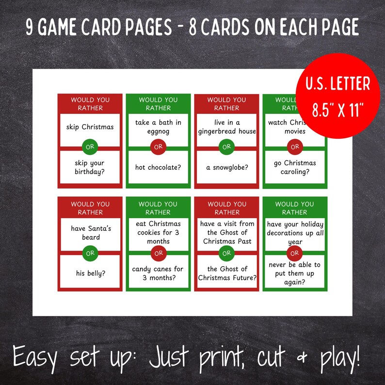 Christmas Would You Rather | Printable Christmas Game | Christmas Game ...