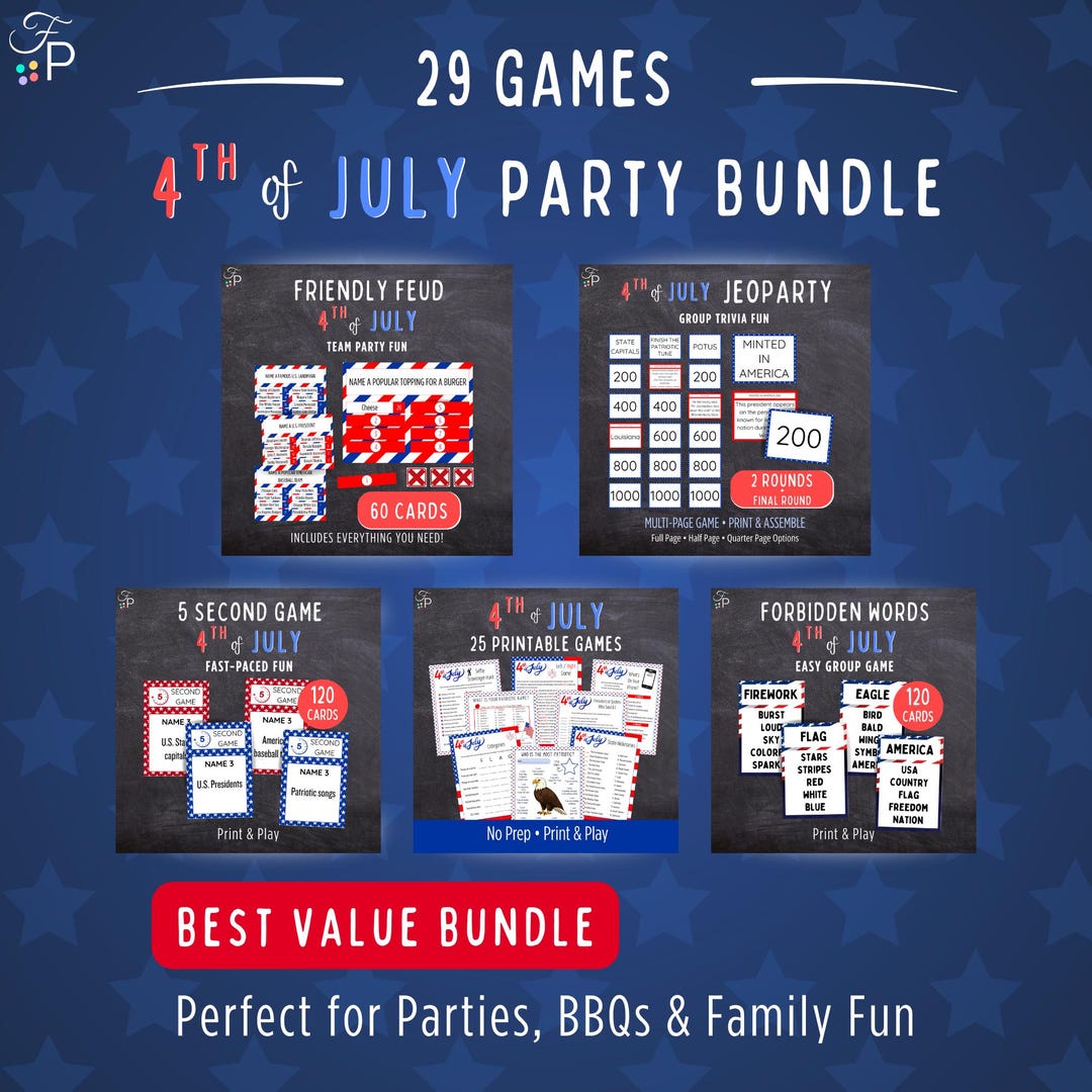 4th of July Party Game Bundle - Patriotic Games for Family Fun & Group ...