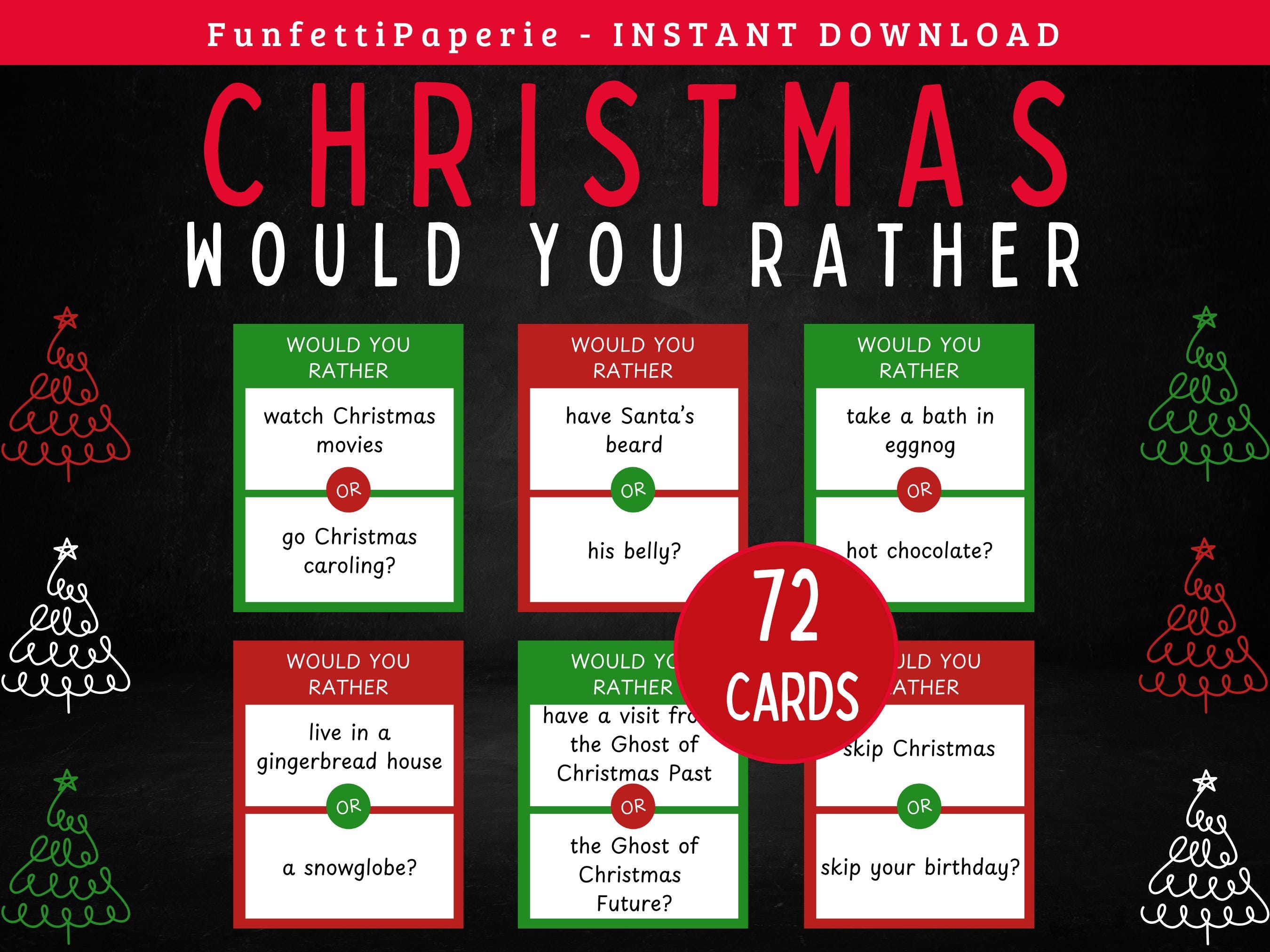 Christmas Would You Rather, Printable Christmas Game, Christmas Trivia ...