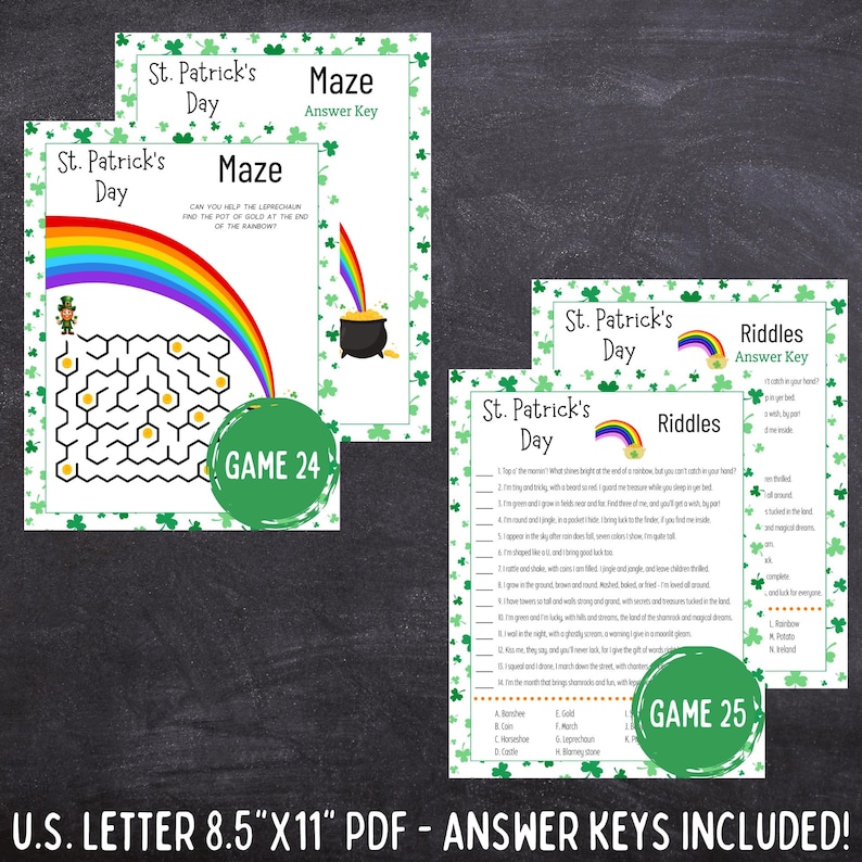 Printable St. Patrick's Day Games Bundle | 25 St Patrick's Day Party ...