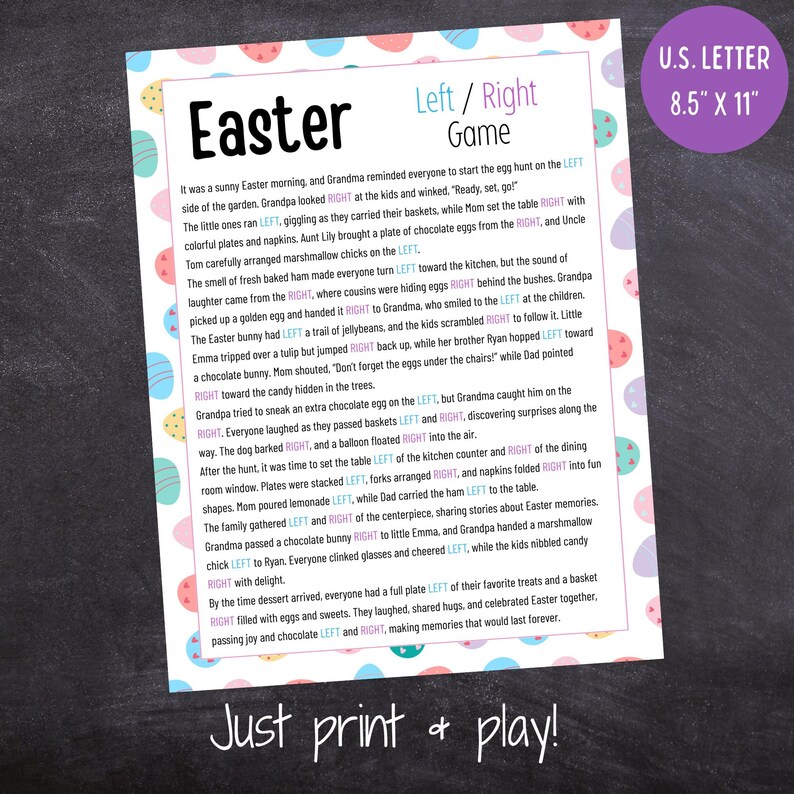 Easter Left Right Game | Printable Easter Pass the Prize Game for Kids ...