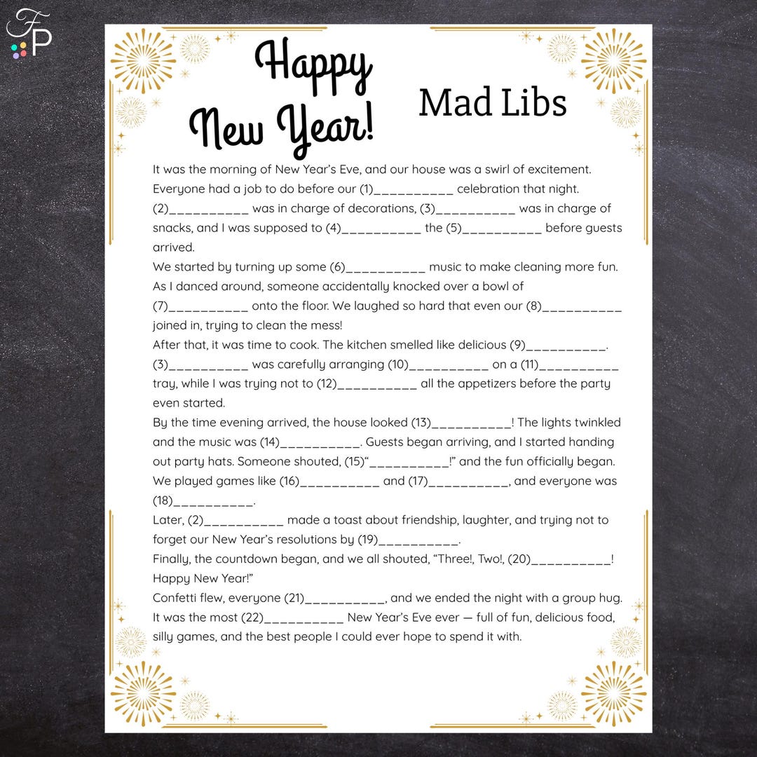 New Year's Eve Mad Libs | Printable New Year Party Game for Kids ...