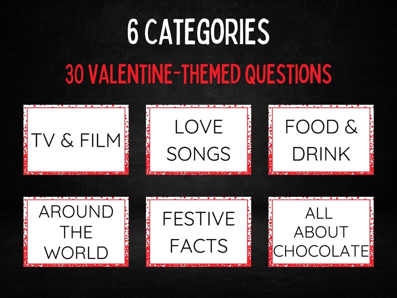 Valentine's Day Jeoparty Game, Printable Valentine Party Game for Teens ...