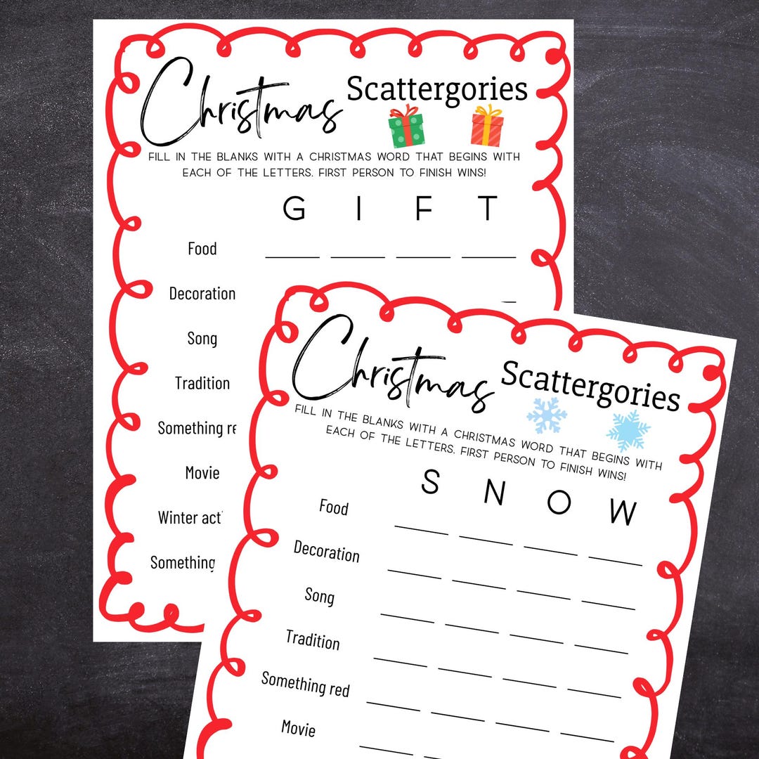 Christmas Scattergories | Printable Christmas Game | Christmas Game for ...