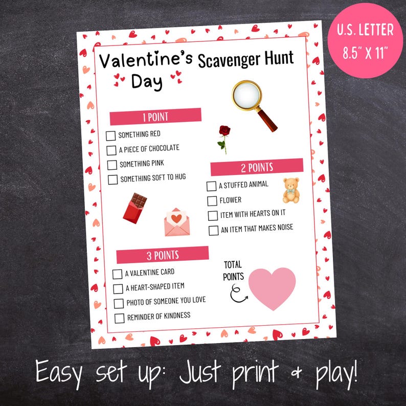 Valentine Scavenger Hunt | Fun Printable Activity for Kids & Family - Etsy