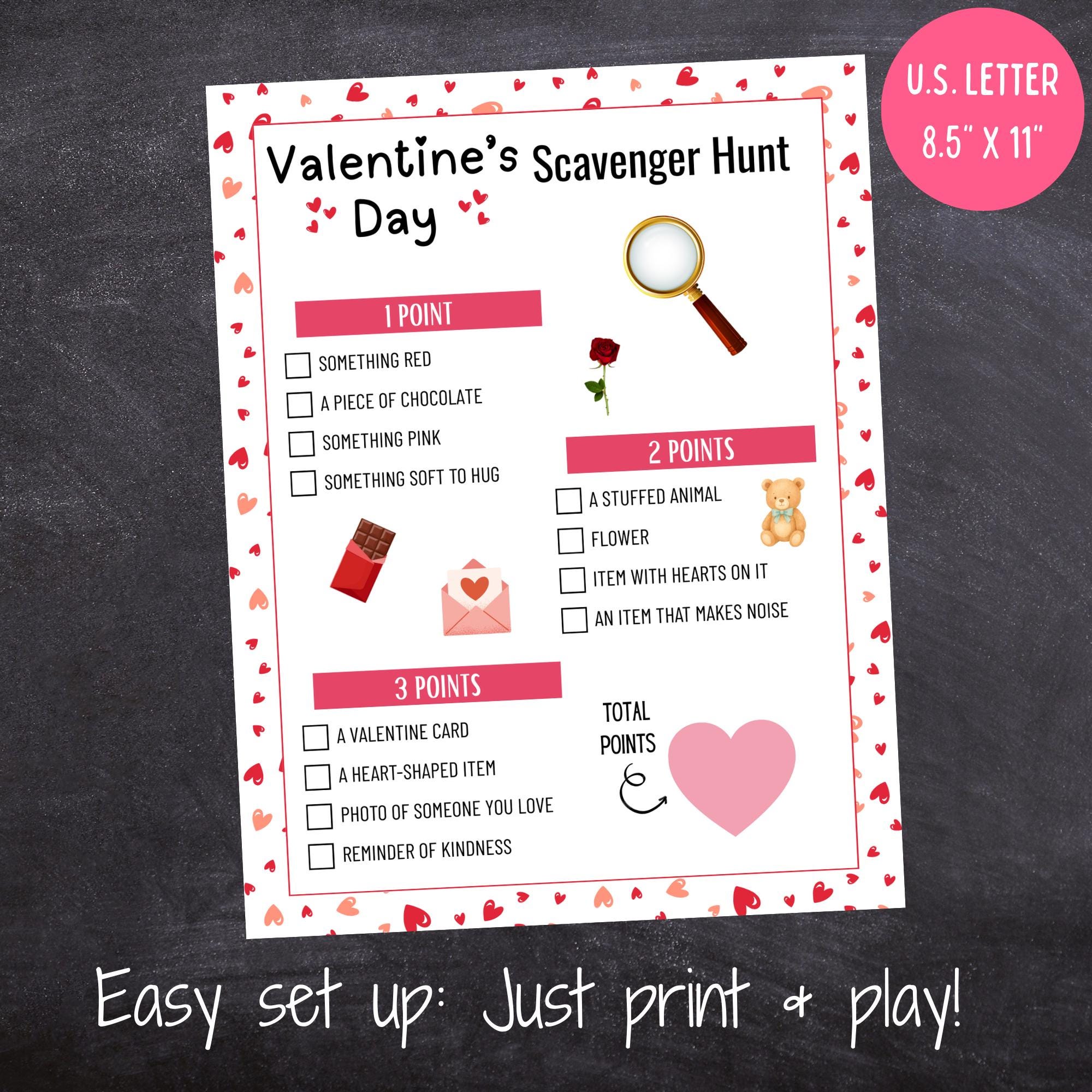 Valentine Scavenger Hunt | Fun Printable Activity for Kids & Family - Etsy