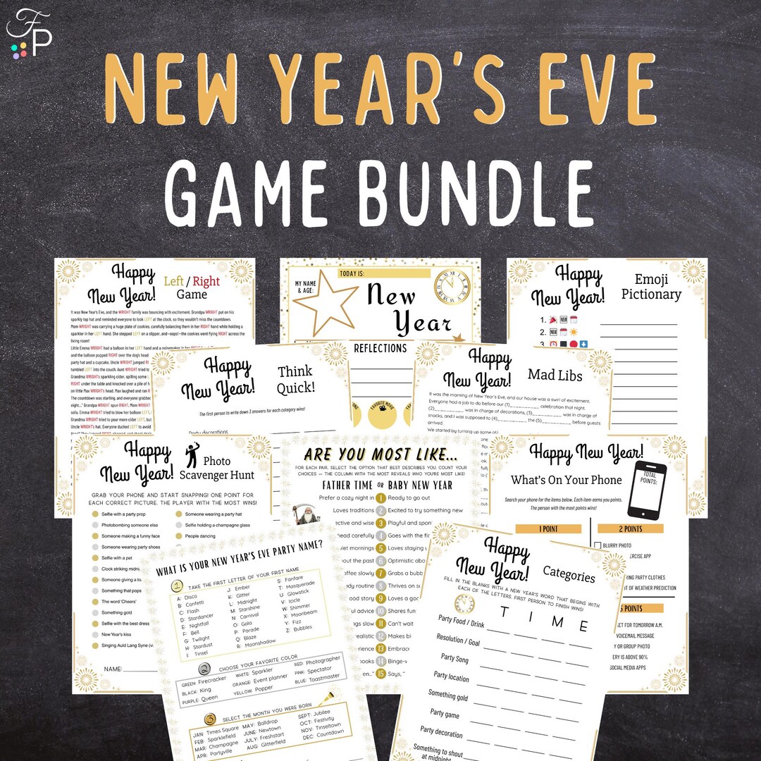 New Year's Eve Game Bundle | 25 Printable New Year Party Games for Kids ...